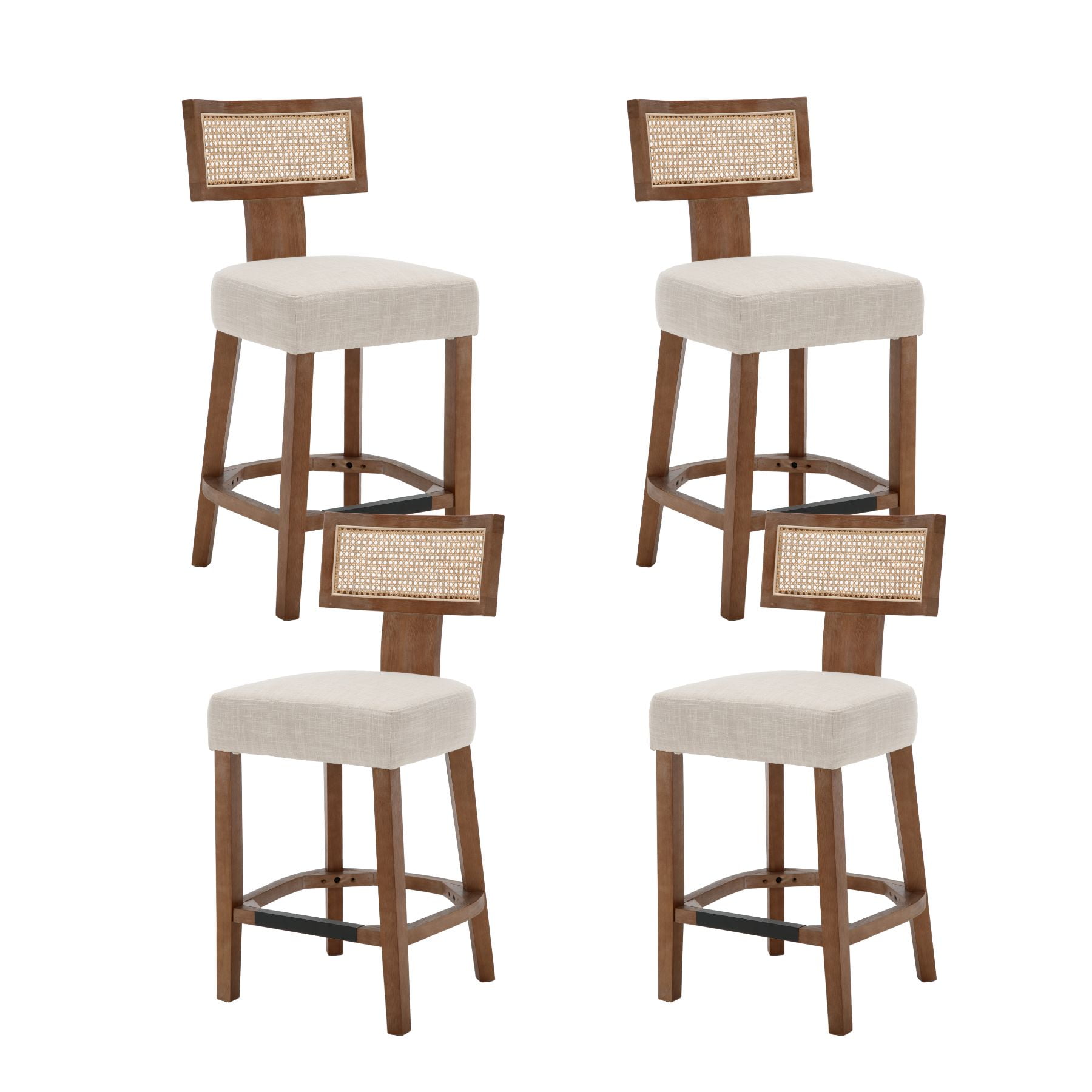 Dayalane Modern Farmhouse Rattan Bar Stools Set of 4, 26" Counter ...