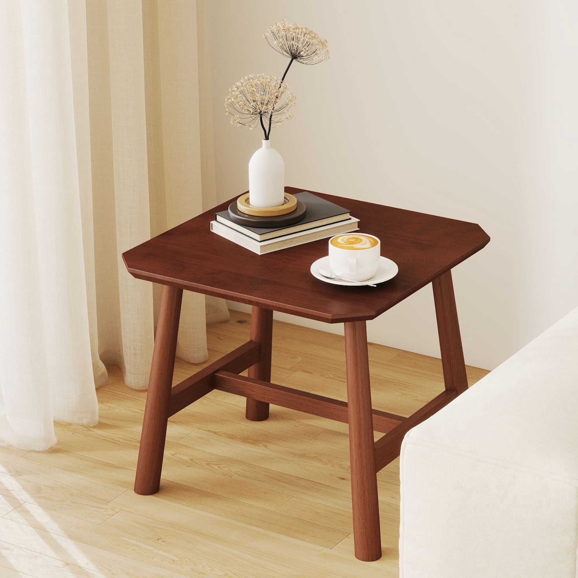 Dayalane Modern Square Side Table, Farmhouse Wood End Table for Small ...