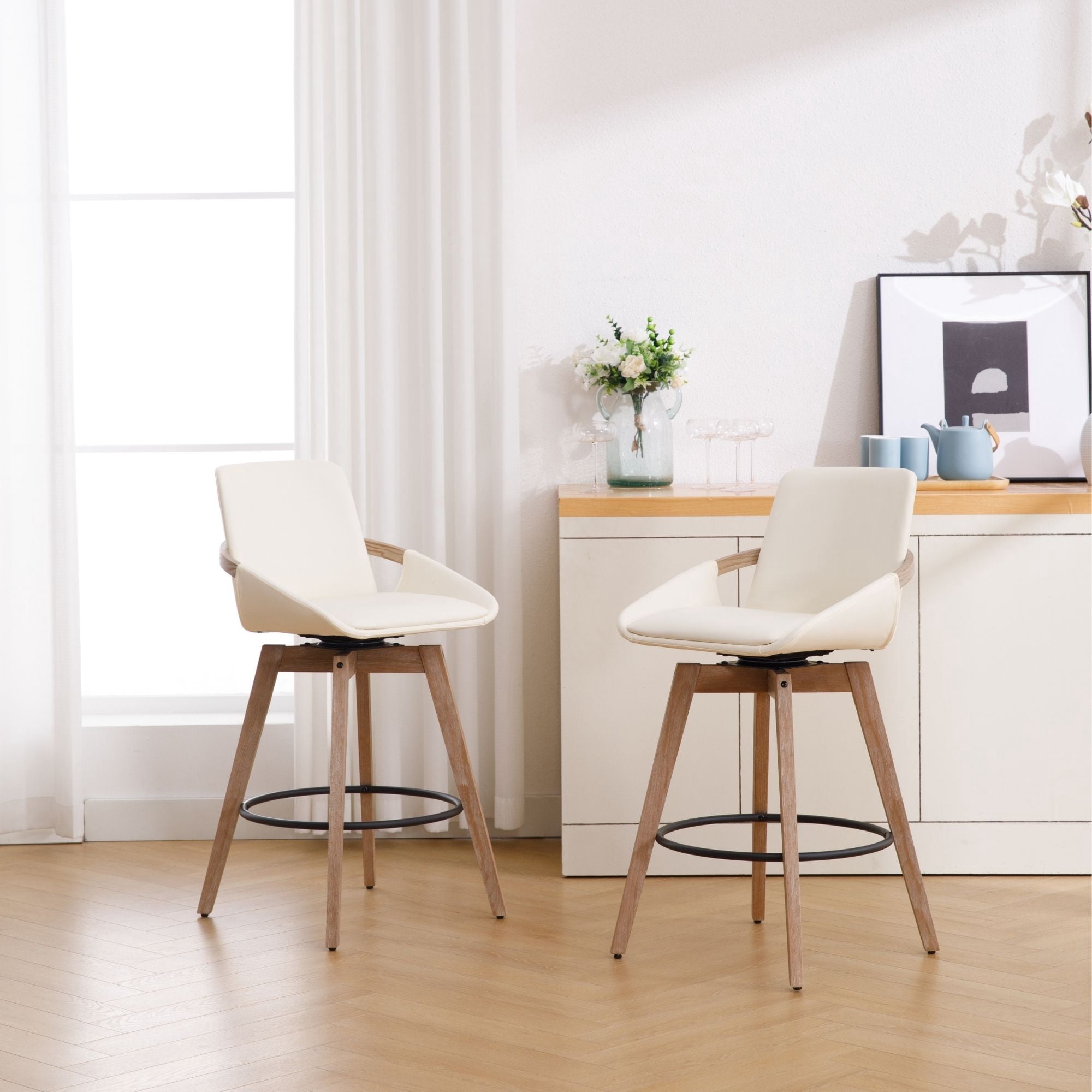 Dayalane Modern Swivel Counter Stools Set of 2, 26