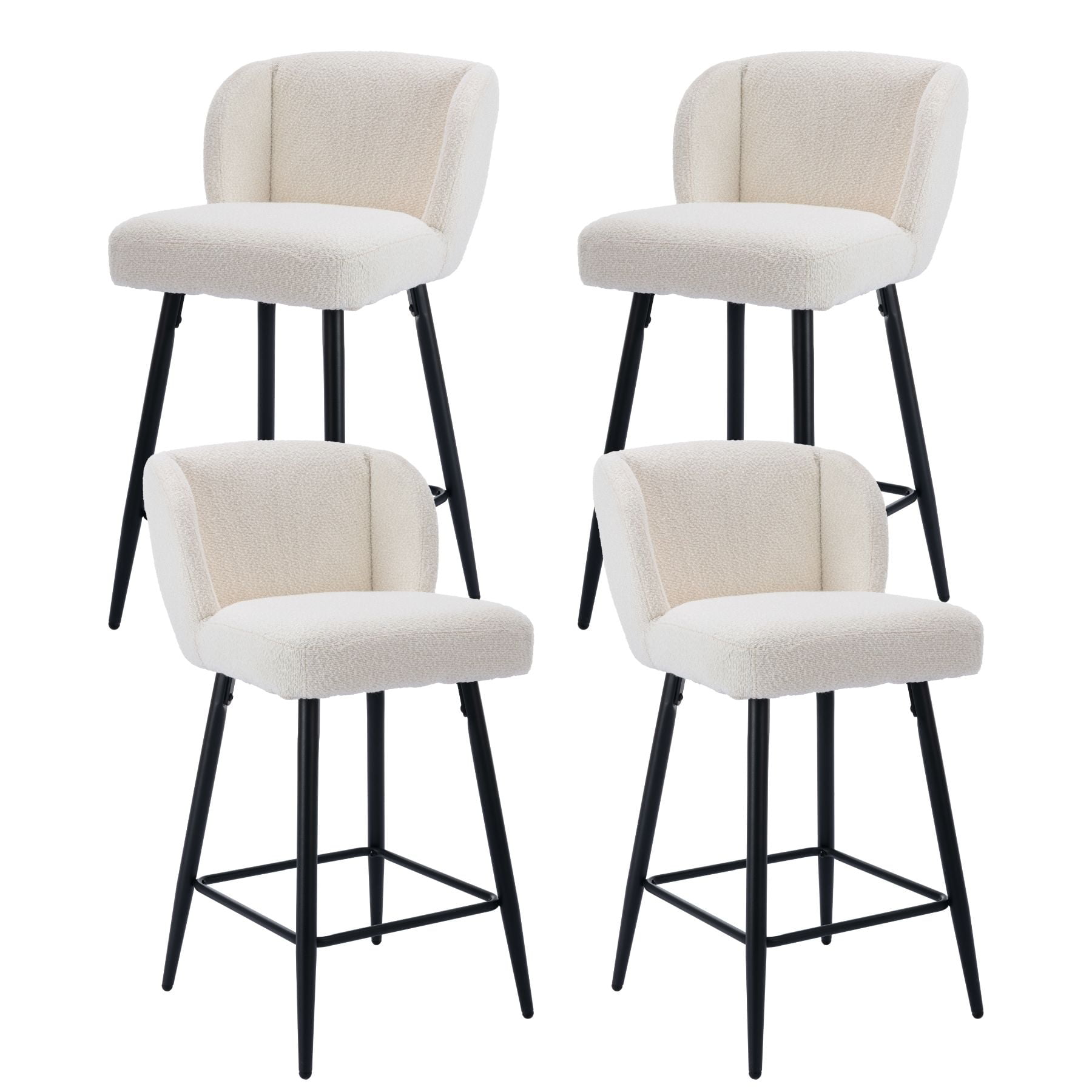 Dayalane Modern Upholstered Counter Height Bar Stools Set of 4, 26 Inch Sherpa Barstools with ...