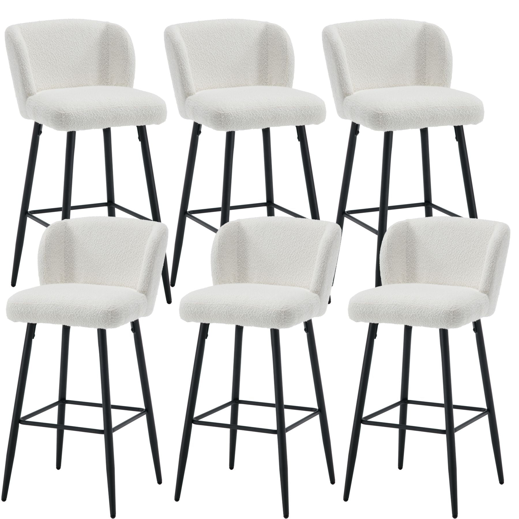 Dayalane Modern Upholstered Counter Height Bar Stools Set of 6, 30 Inch ...