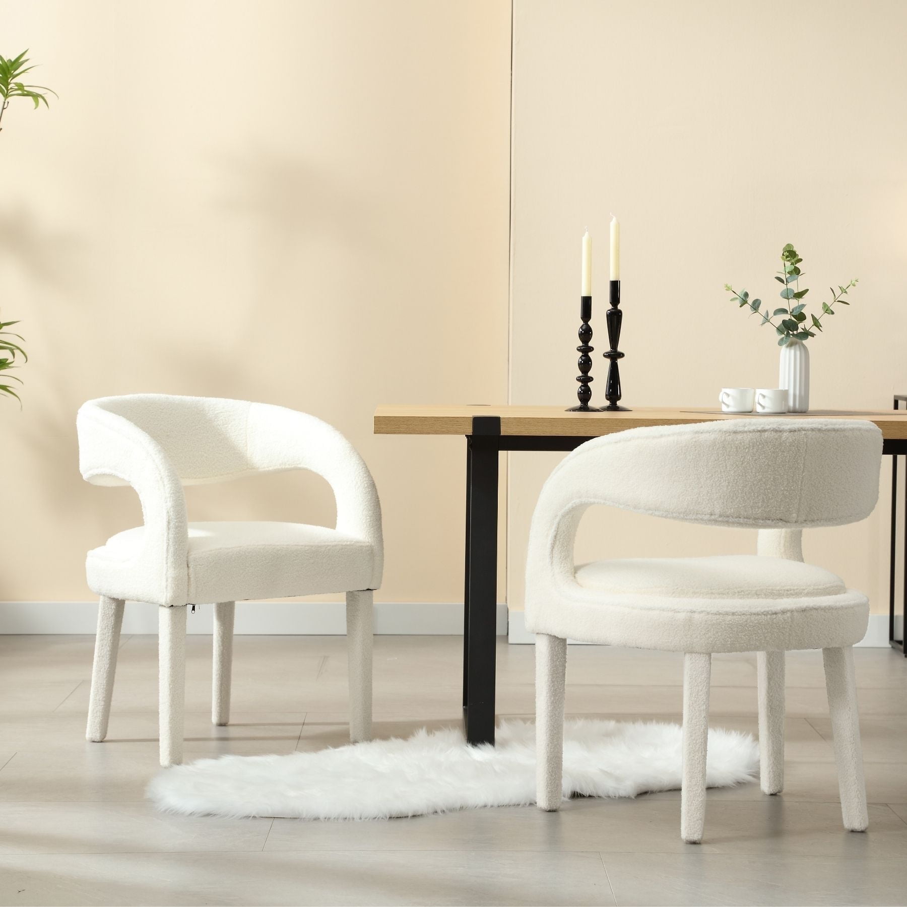 Dayalane Modern Upholstered Dining Chairs Set of 2, Sherpa Barrel ...