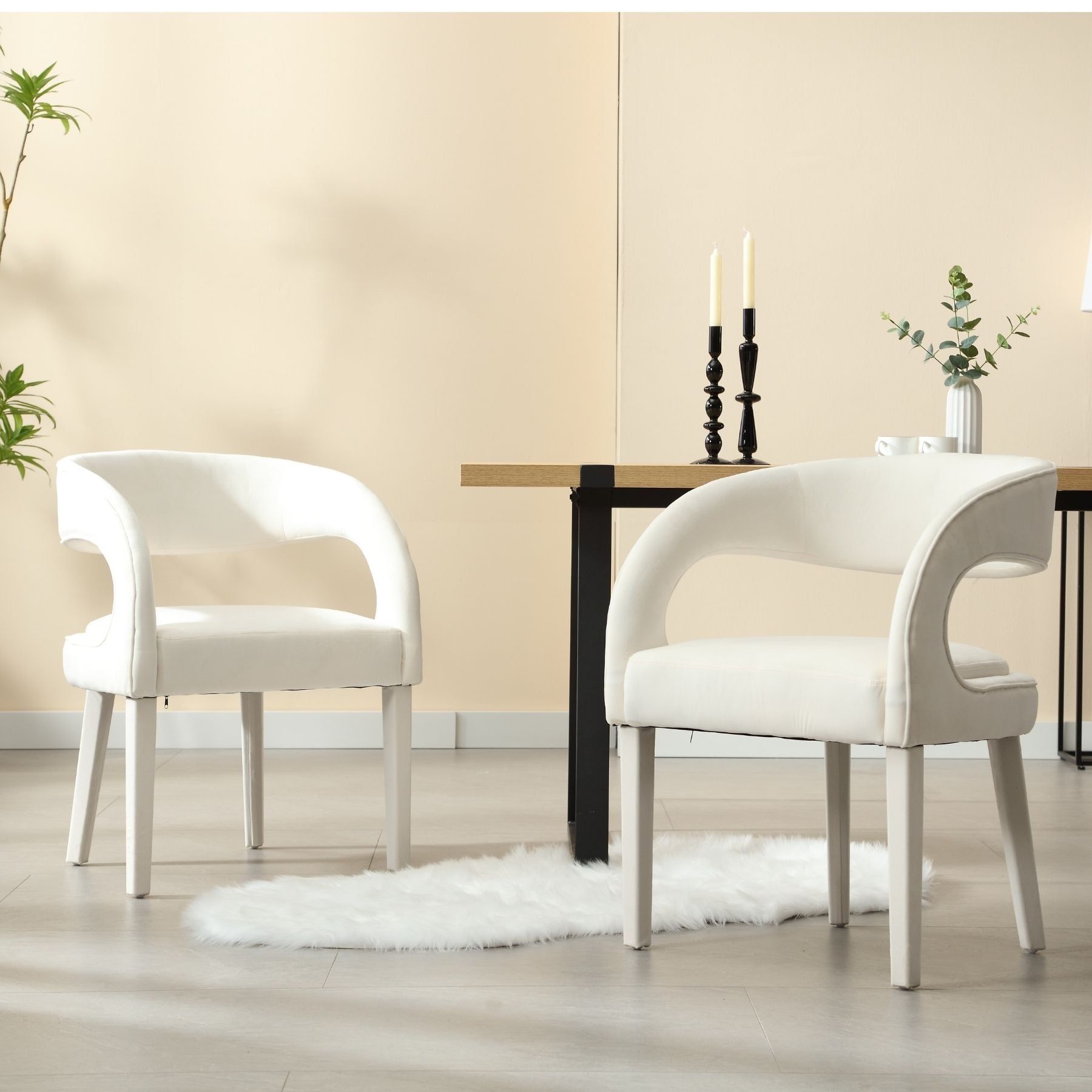 Dayalane Modern Upholstered Dining Chairs Set of 2, Velvet Barrel ...
