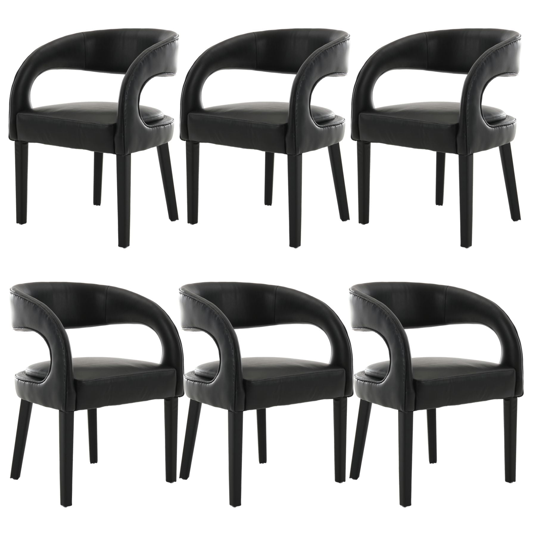 Dayalane Modern Upholstered Dining Chairs Set of 6, PU Leather Barrel ...