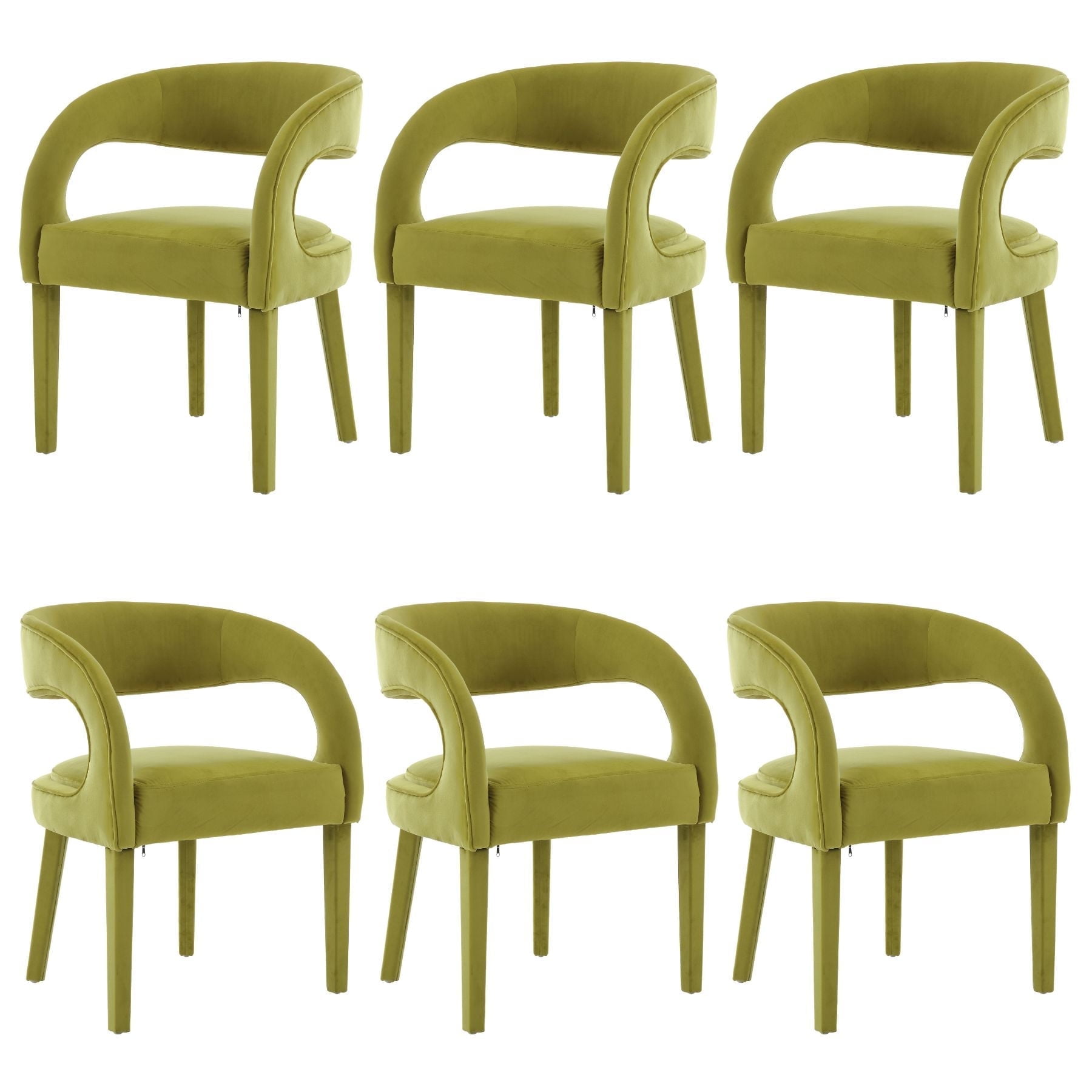 Dayalane Modern Upholstered Dining Chairs Set of 6, Velvet Barrel ...