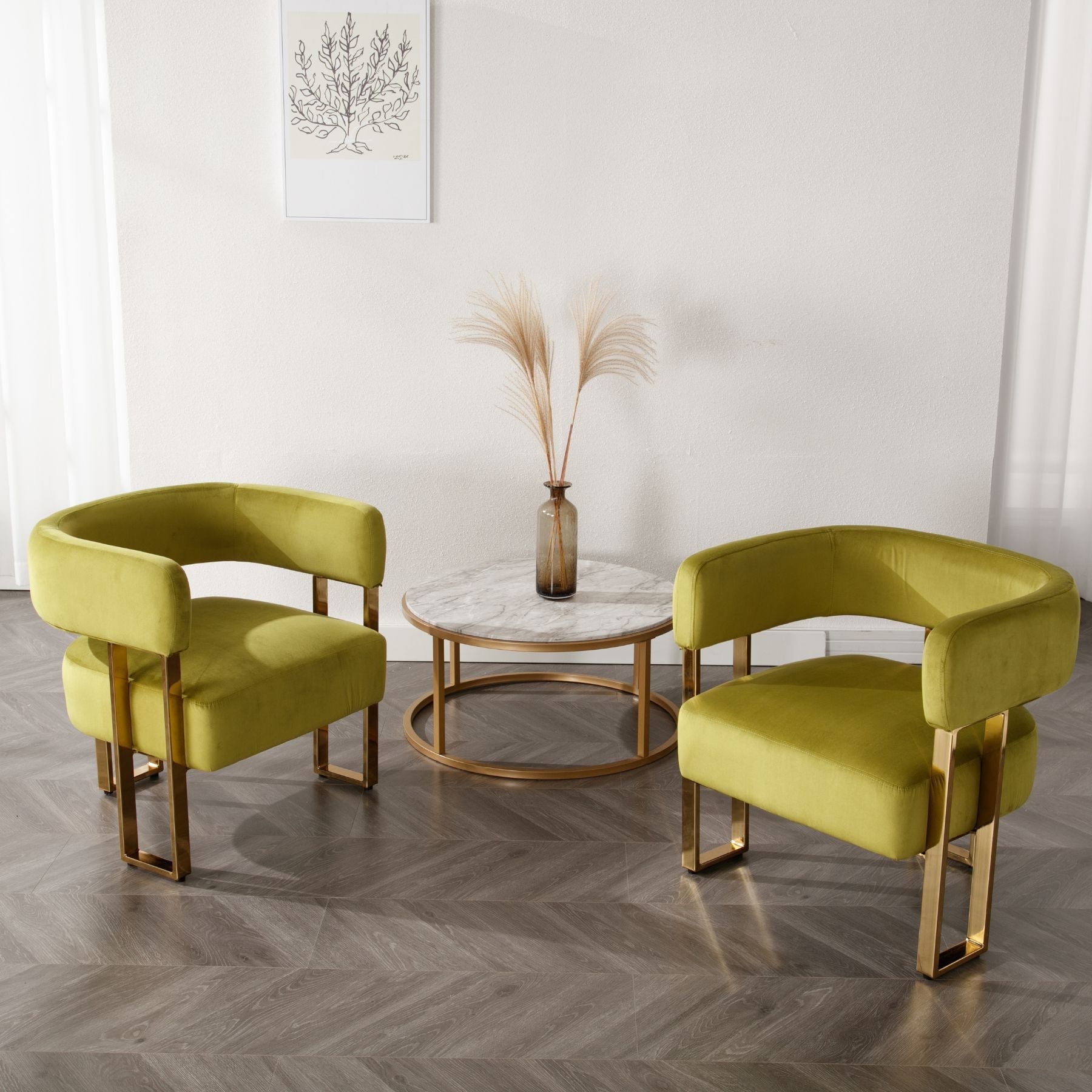 Dayalane Modern Barrel Accent Chairs Set of 2, Velvet Upholstered ...