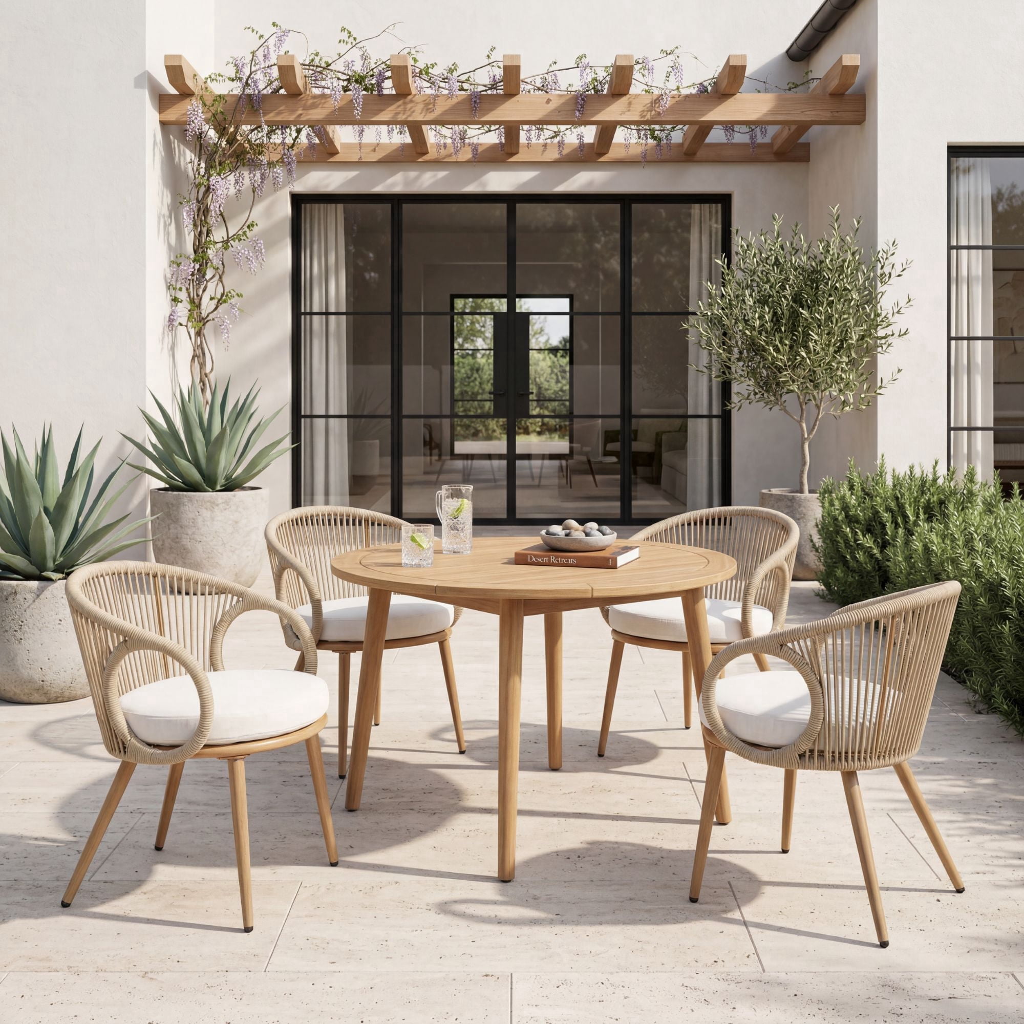 Dayalane Outdoor Dining Chairs Set of 4, Modern Rope Woven Patio ...
