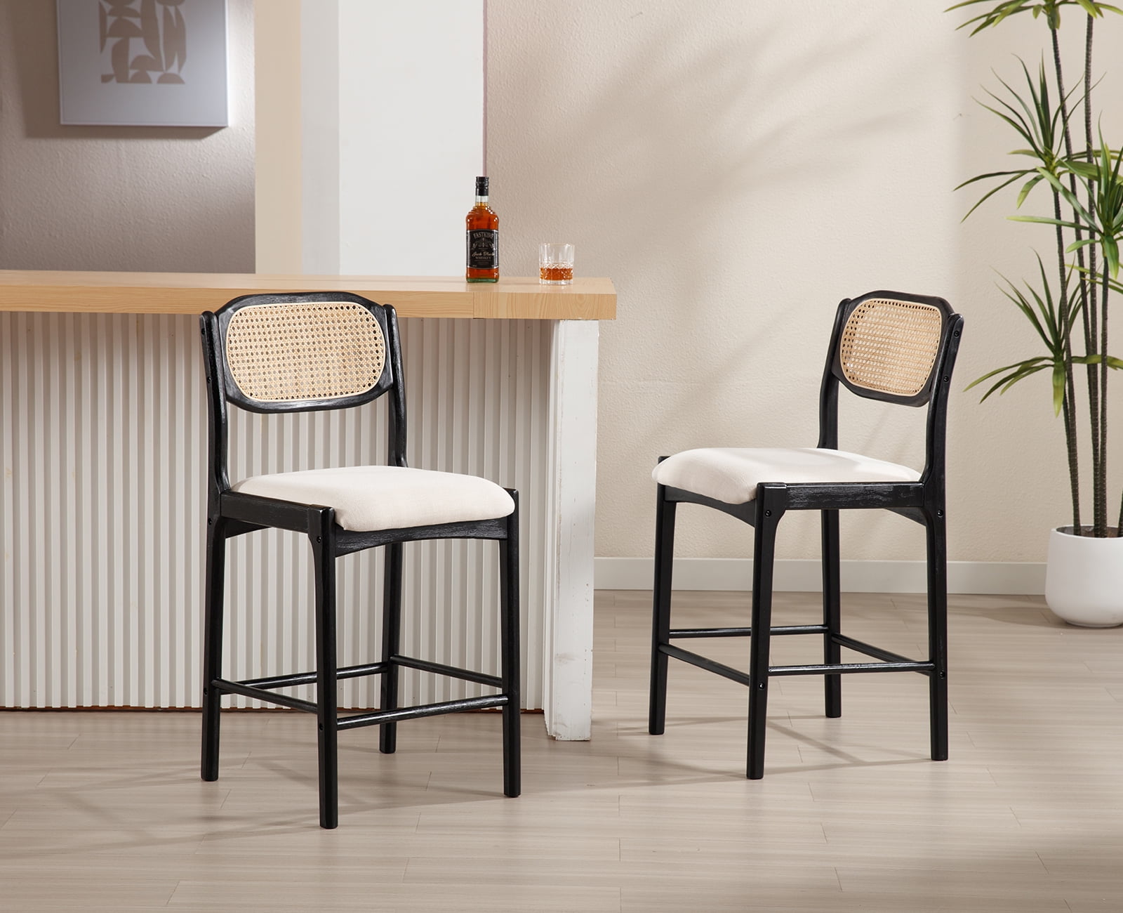 Mid century rattan bar stools store