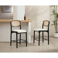 Dayalane Rattan Counter Height Bar Stools with French Farmhouse Linen ...