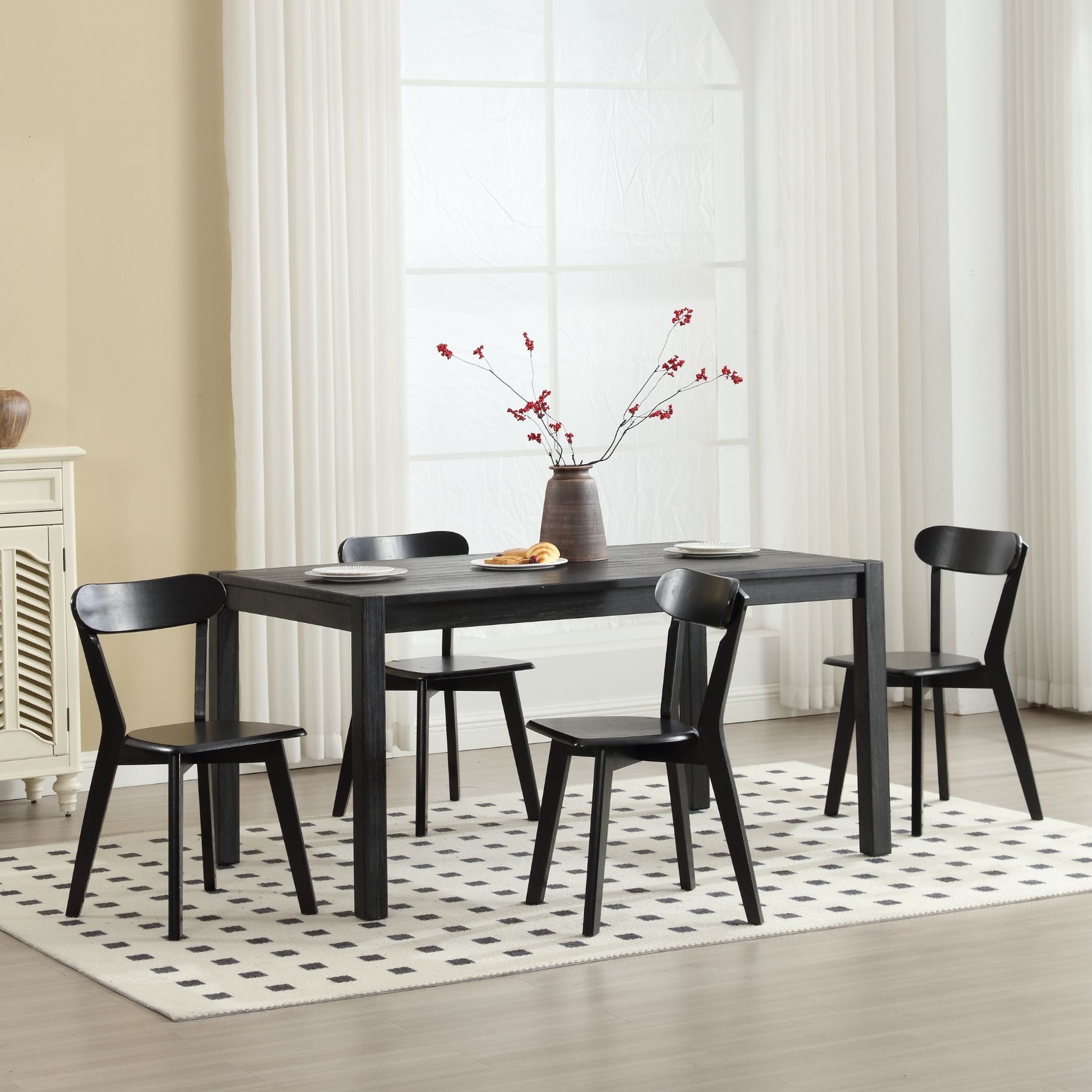Dayalane Solid Wood Dining Chairs Set of 4, Mid Century Modern Kitchen ...