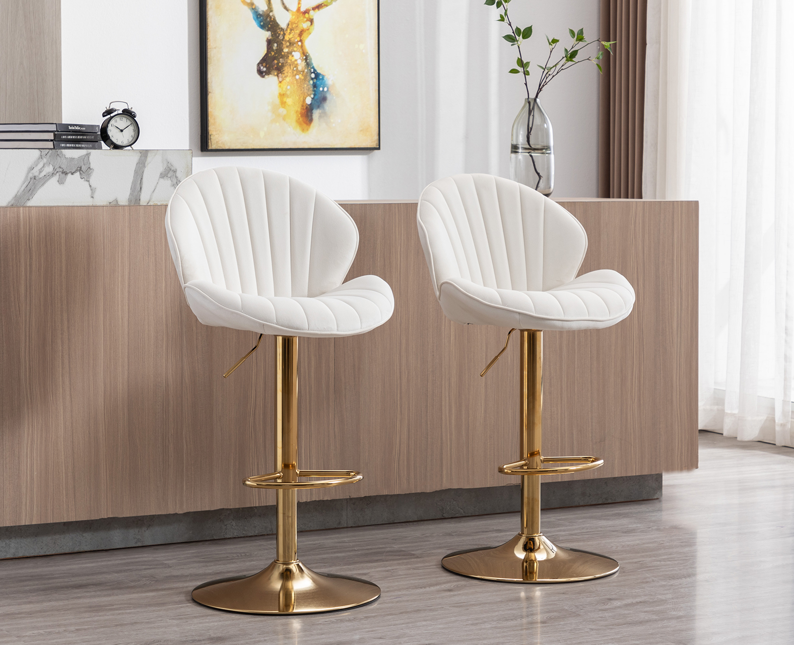 Swivel Bar Stools Set of 2, Adjustable Counter Height Barstools with ...
