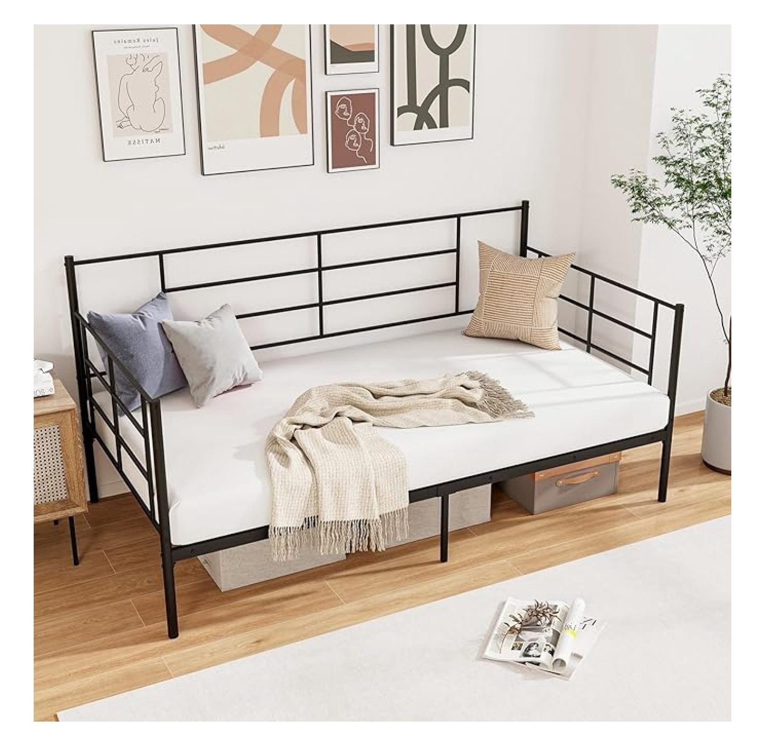 Daybed Frame, Metal Twin Size Platform Bed with Heavy Duty Slat Support ...