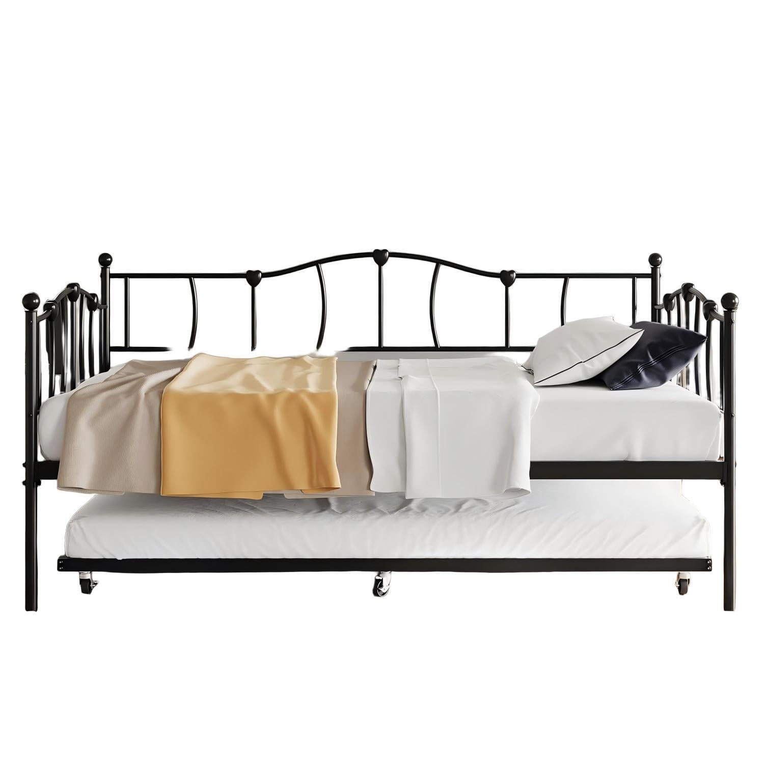 Daybed Frame with Stylish Headboard - Sofa Bed with Heavy Duty Steel ...