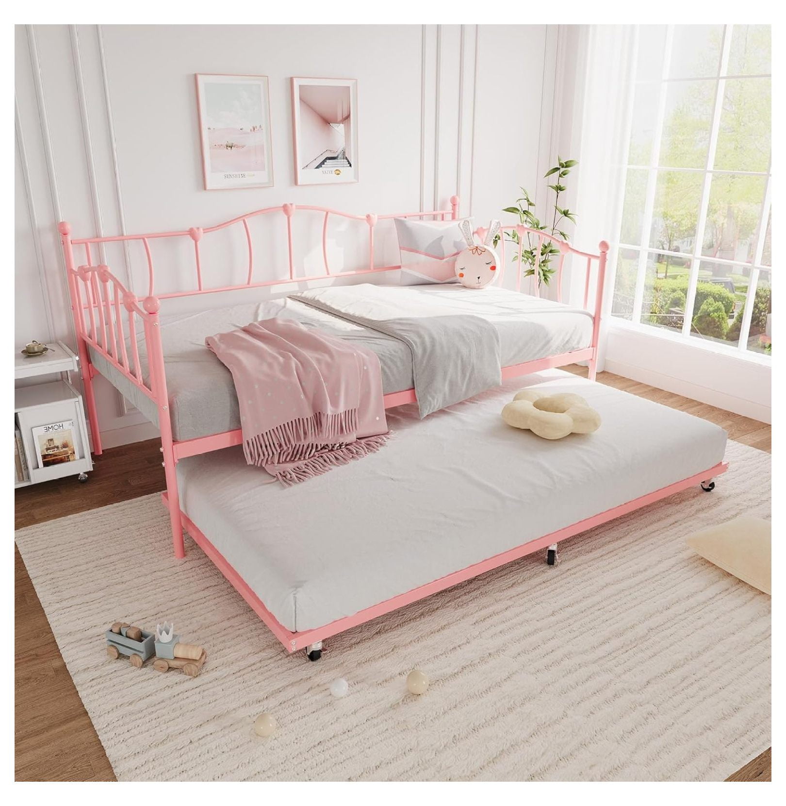 Daybed with Trundle Bed, Twin Size Day Bed with Pull-Out Trundle ...