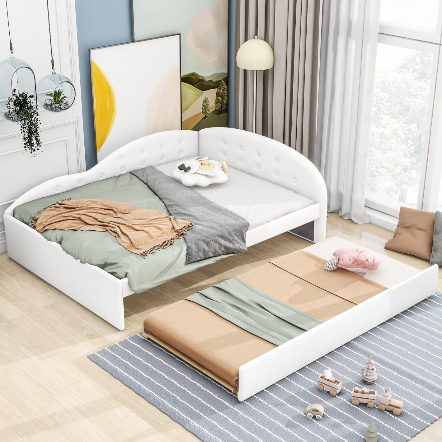 Daybed with Trundle, Full Size Daybed with Trundle and Cloud Shaped ...