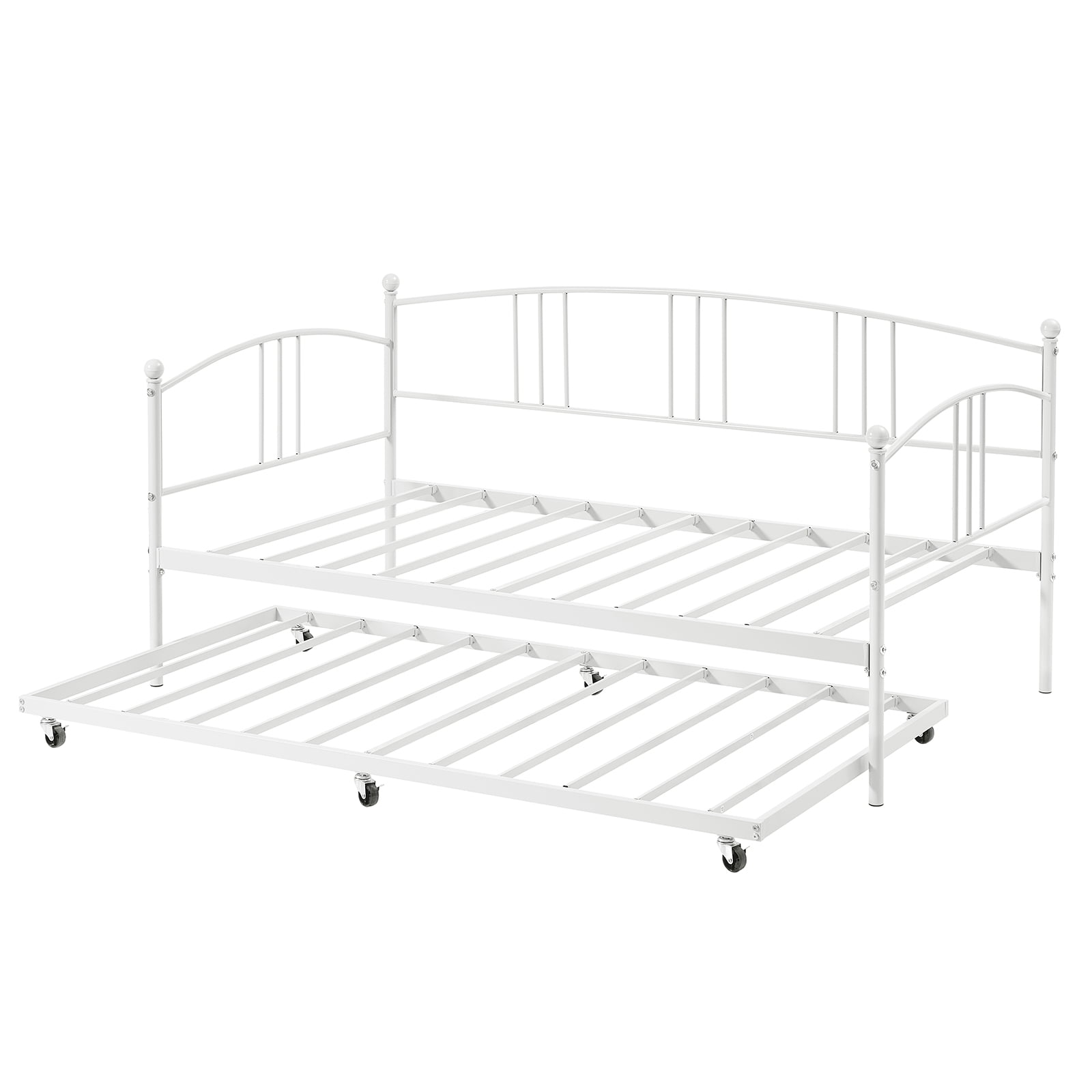 Daybed with Trundle, Modern Compact Design，Twin Metal Bed Frame, Steel ...