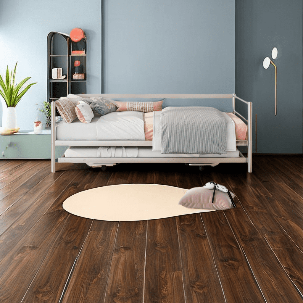 Daybed, Twin Size Metal Daybed with Adjustable Trundle, Daybed Frame ...