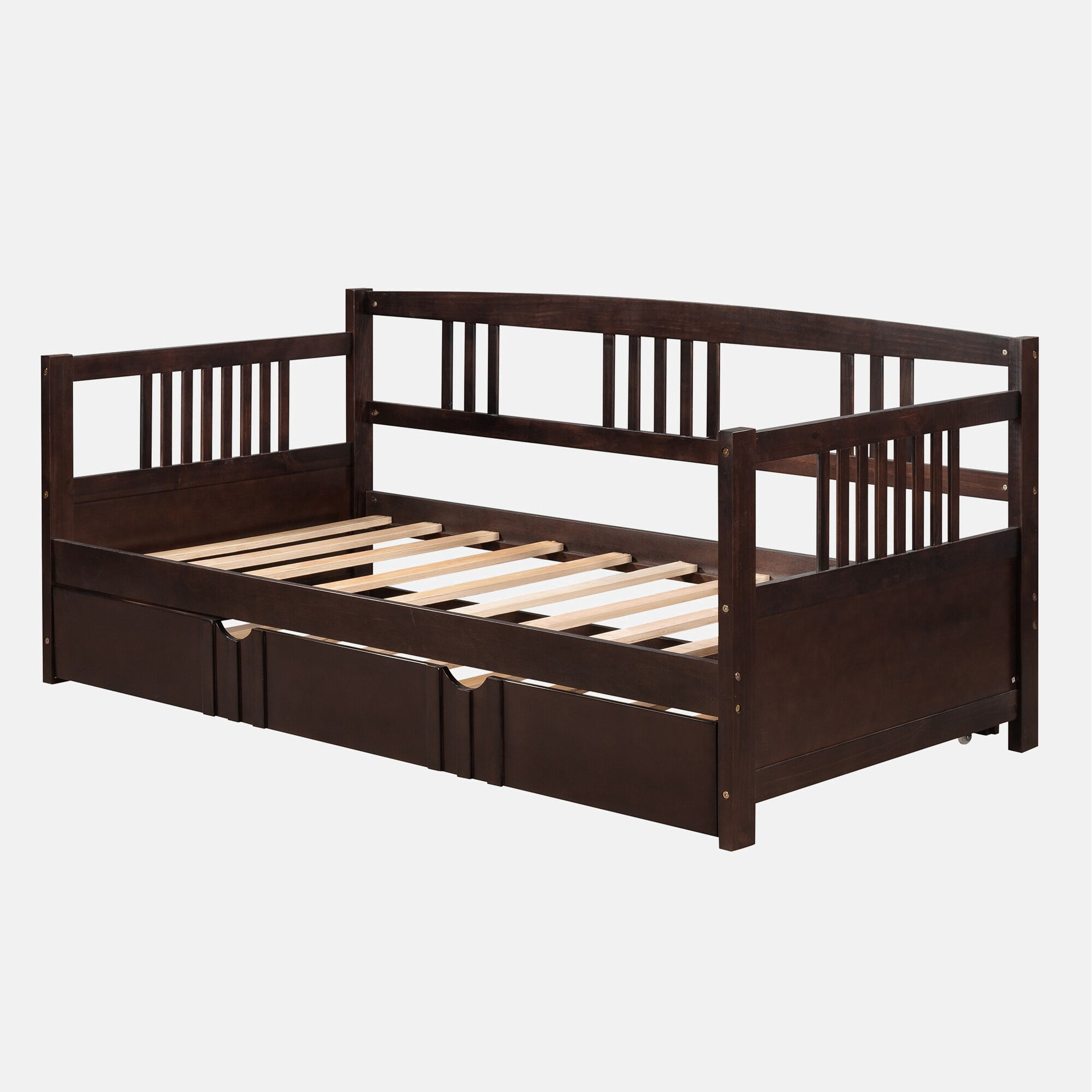 Daybed Wood Bed Espresso-Trundle - Twin - Walmart.com