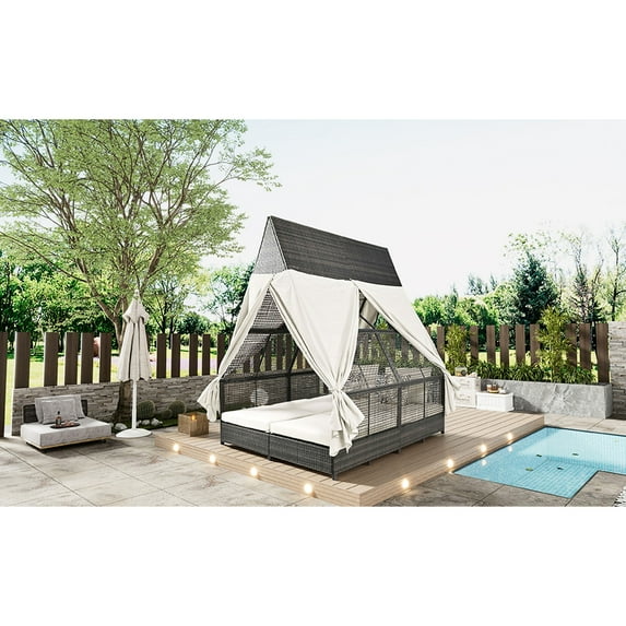 Daybed for Outdoor Use / High-Quality Iron Frame, Elegant Design, 4 ...