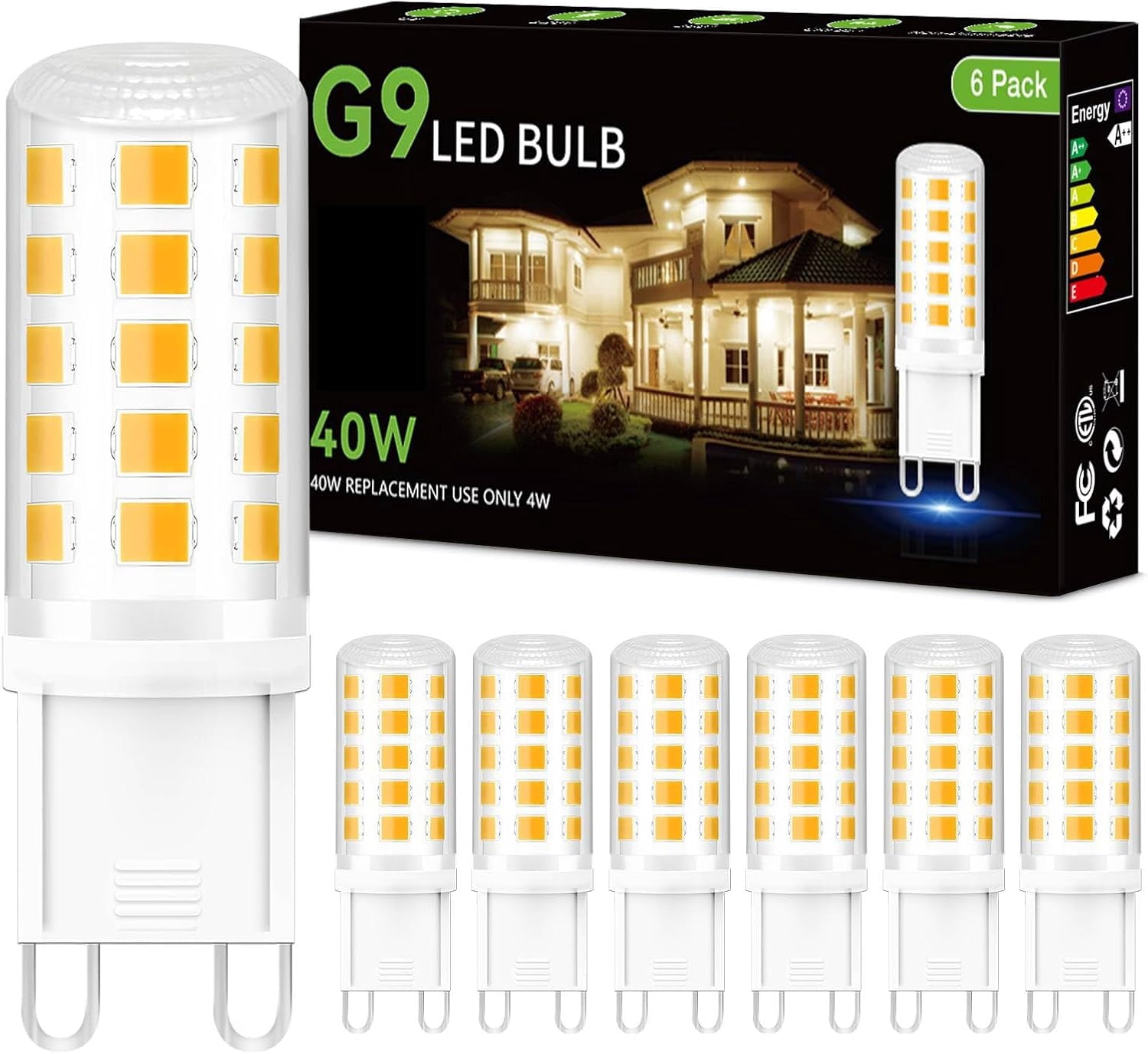 Daybeeter G9 Led Bulb 4W (40 Watt Equivalent), 3000K Soft Warm White, 6 ...