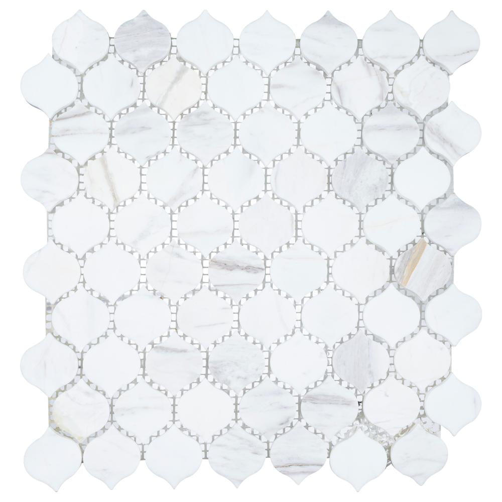 Dayberry Fog Gray 1.5-in. Marble Arabesque Polished Natural Stone ...