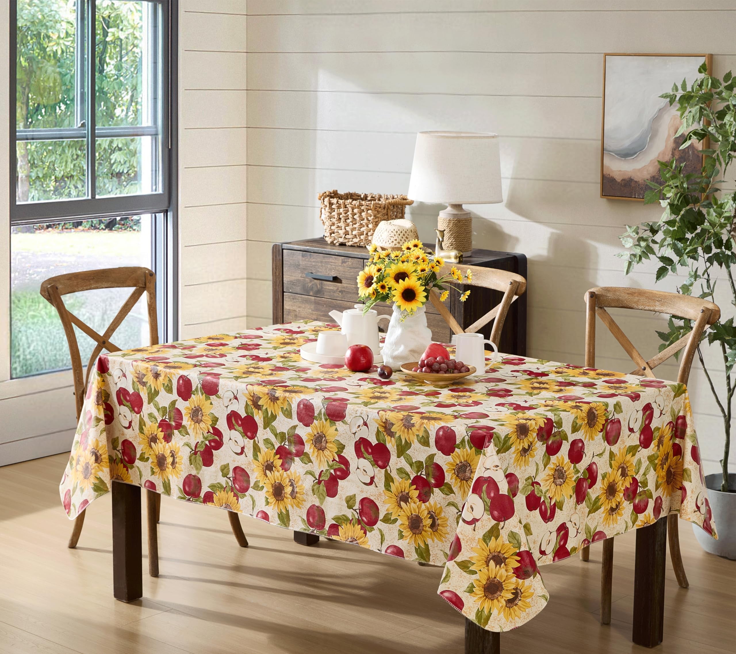 Daybreak Red Apples and Sunflowers 60 x 102 inch Rectangle Vinyl ...