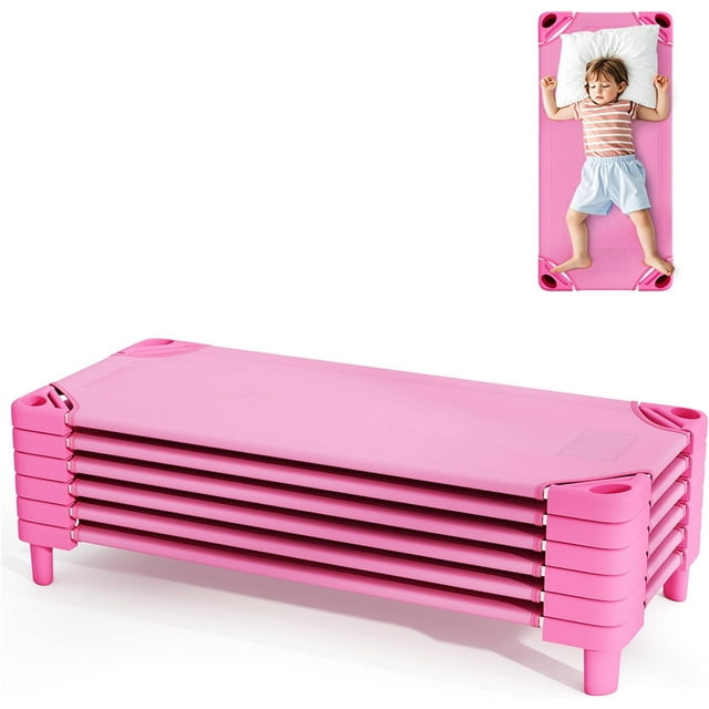Daycare Cots, 6-Pack Stackable Nap Bed Cot with Easy Lift Corners ...