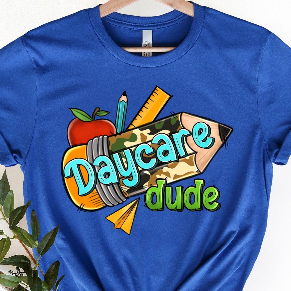 Daycare Dude Camo School Pencil Shirt, Ack To School Shirt, Teacher ...