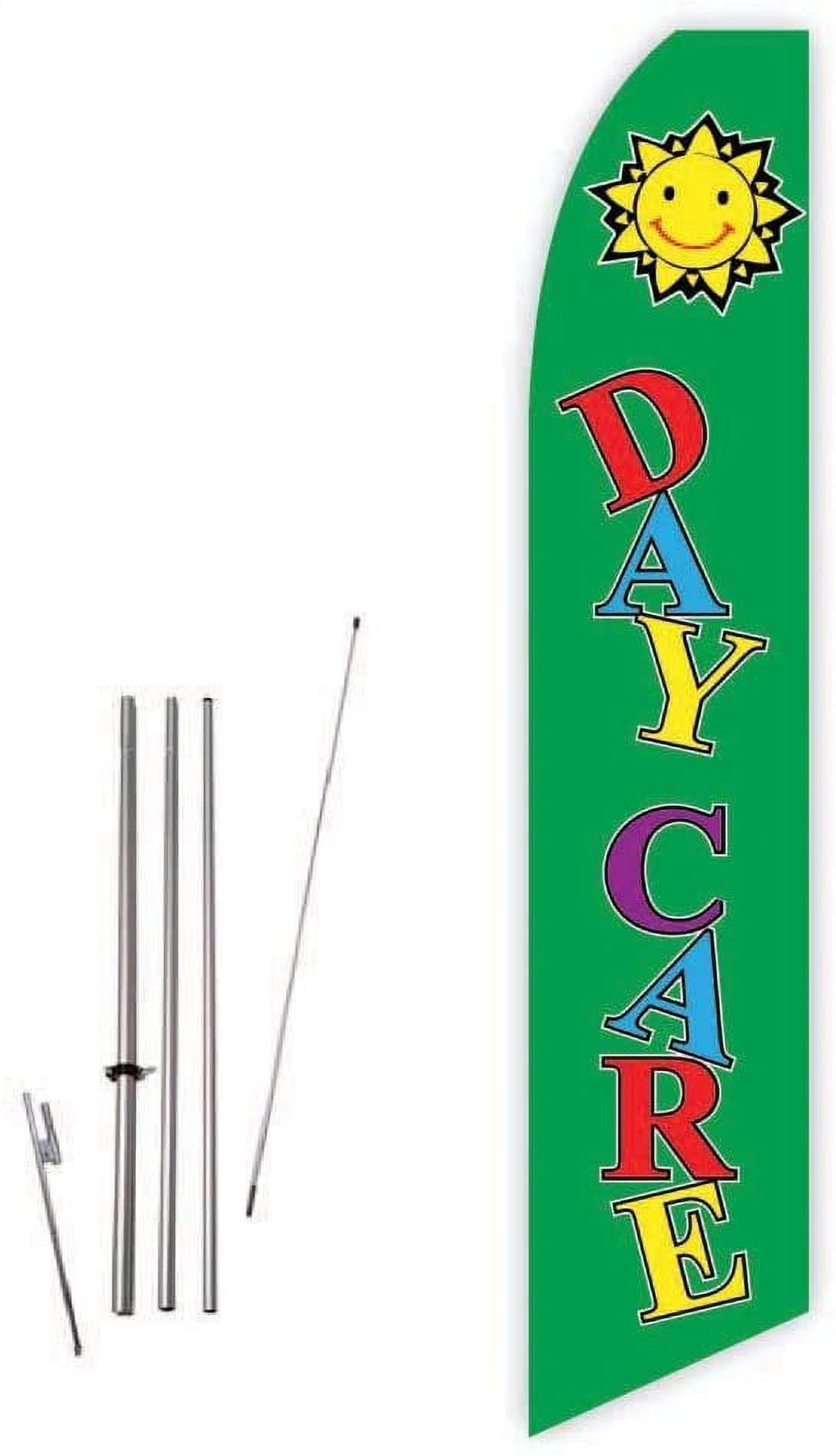 Daycare Green Super Novo Feather Flag - Complete with 15ft Pole Set and ...