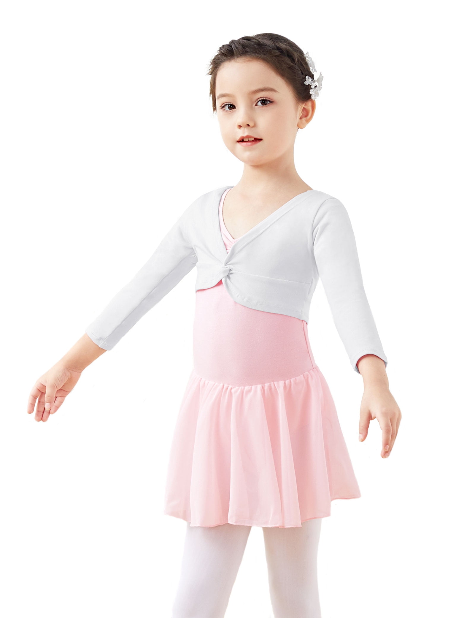 Daydance Girl's Dance Crop Tops Ballet Wrap Shrug Tops Long Sleeve ...