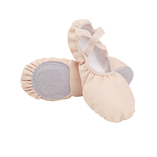 Daydance Leather Pink Dance Shoes Girls Split Sole Ballet Slippers ...