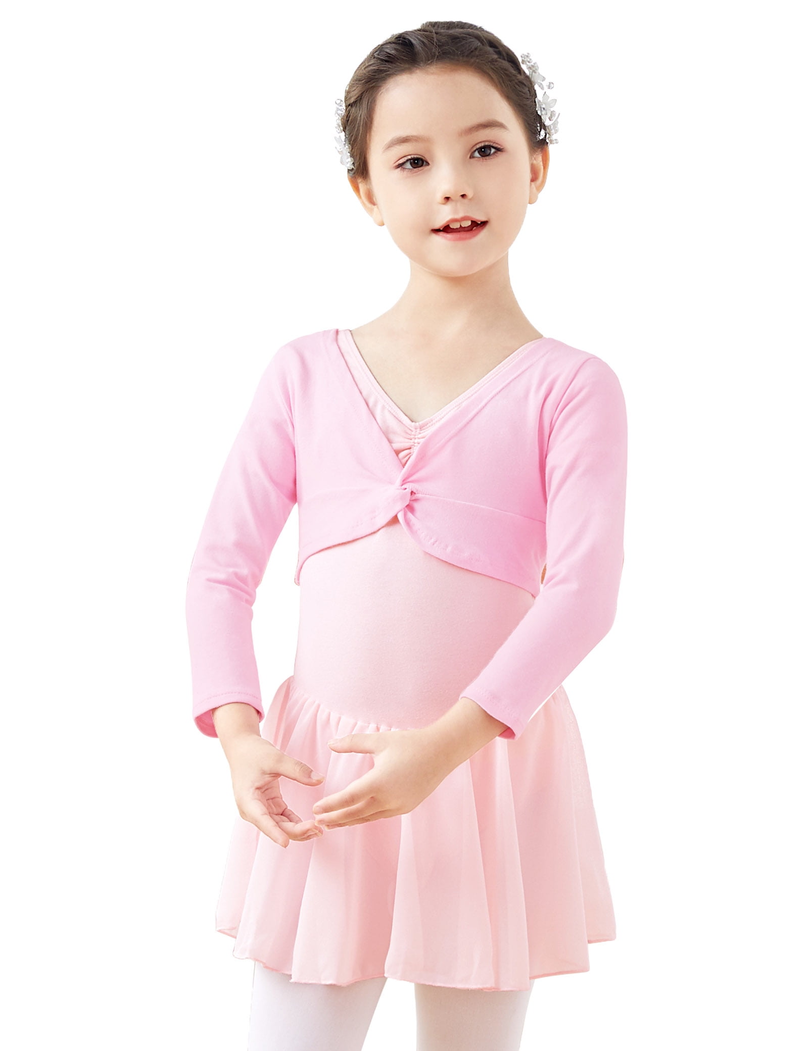 Daydance Toddler Dance Crop Tops Ballet Wrap Shrug Tops Long Sleeve ...