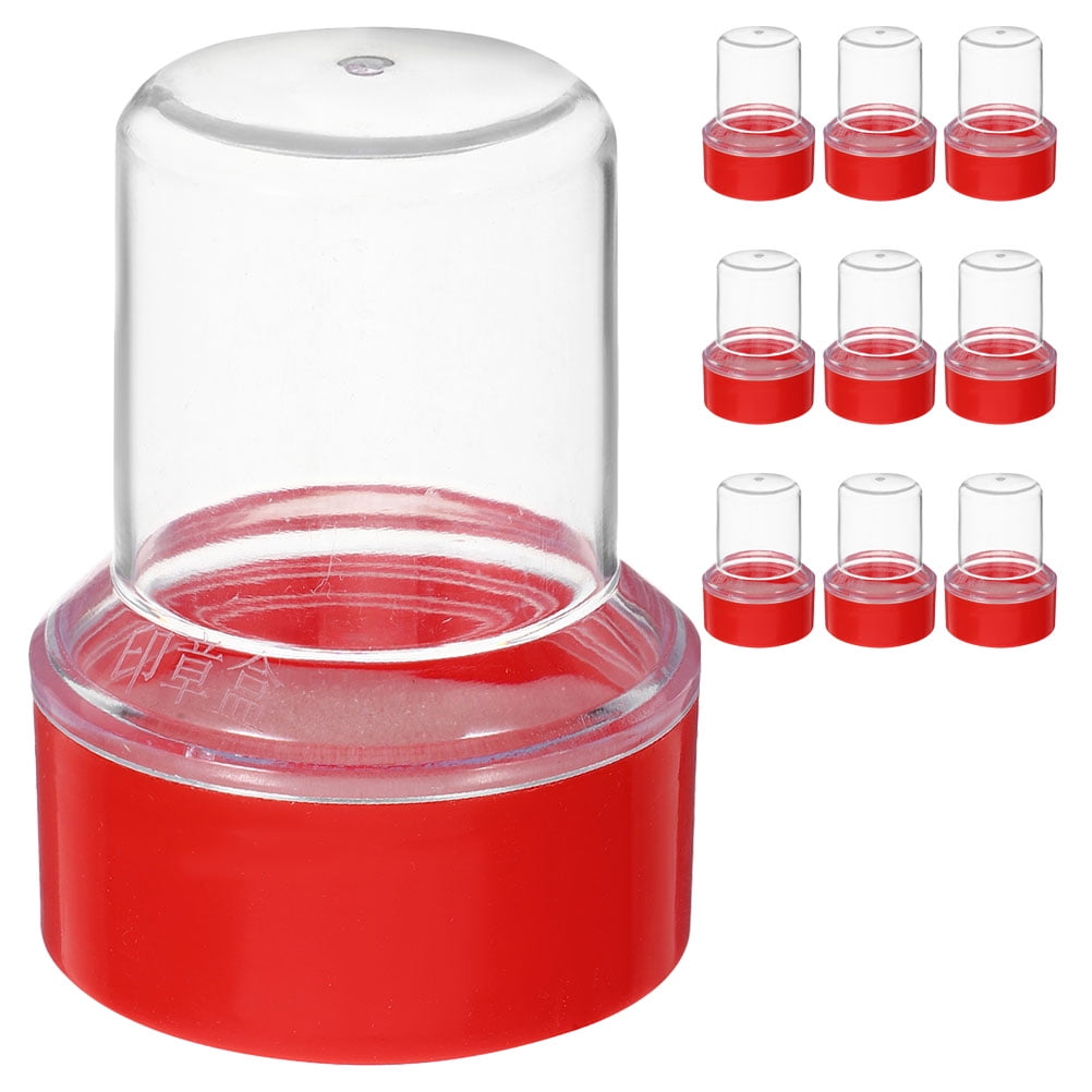 WEUVEB 10Pcs Red Clear Plastic Stamp Case Organizer for Storage ...