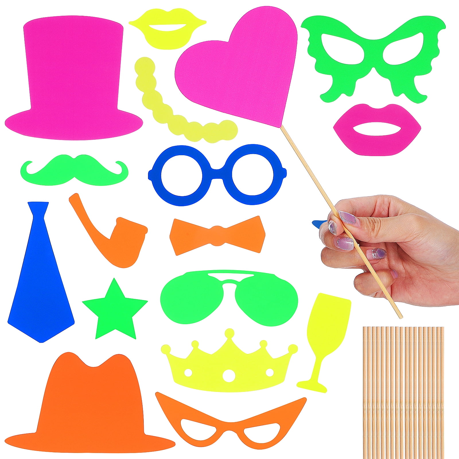 Dayesque 17pcs Neon Paper Signs Handheld With Sticks Funny Photo Props ...