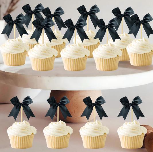 Dayesque 20pcs Bow Cake Topper Cute Cake Picks Decorative Ribbon Bows ...