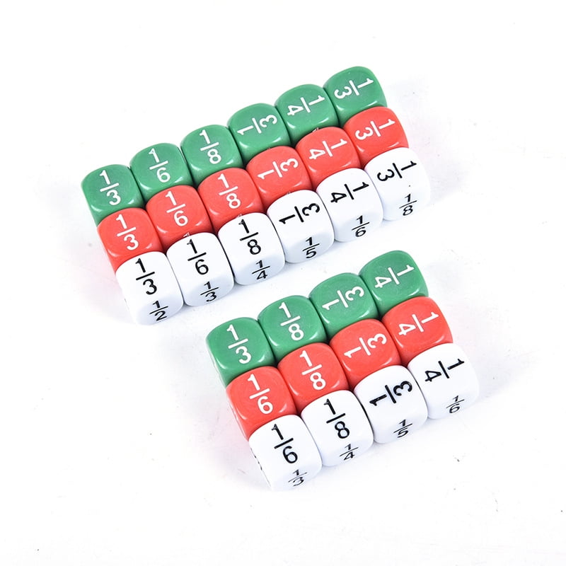 Dayesque 20pcs Educational Fraction Dice With Rounded Corners Multi ...