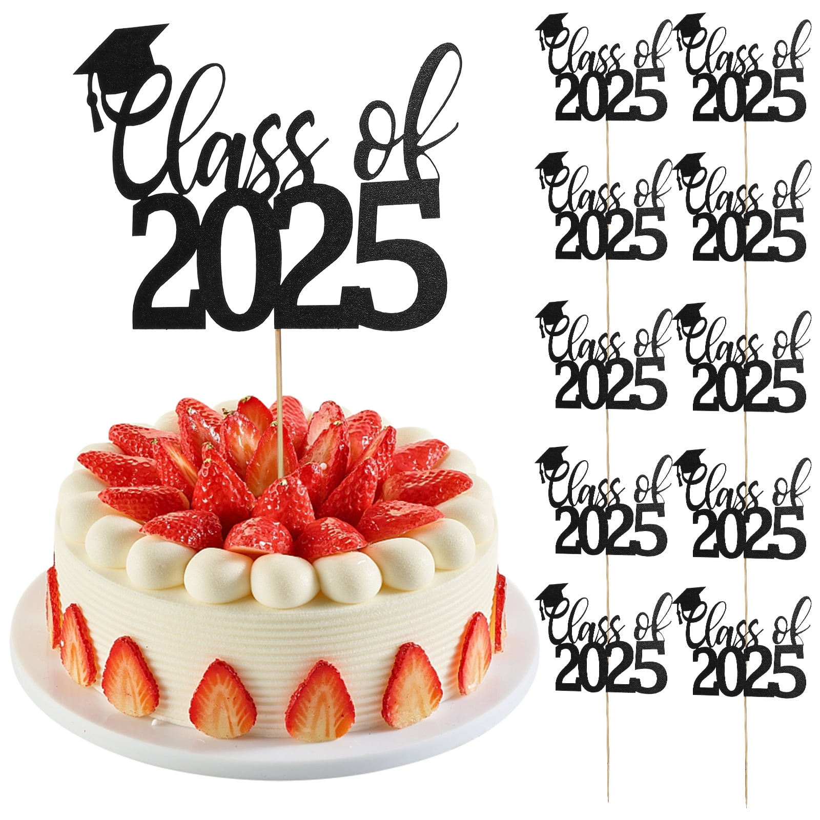 WEUVEB Graduation Cap Cake Toppers Paper 24Pcs 5.89X3.85In For ...
