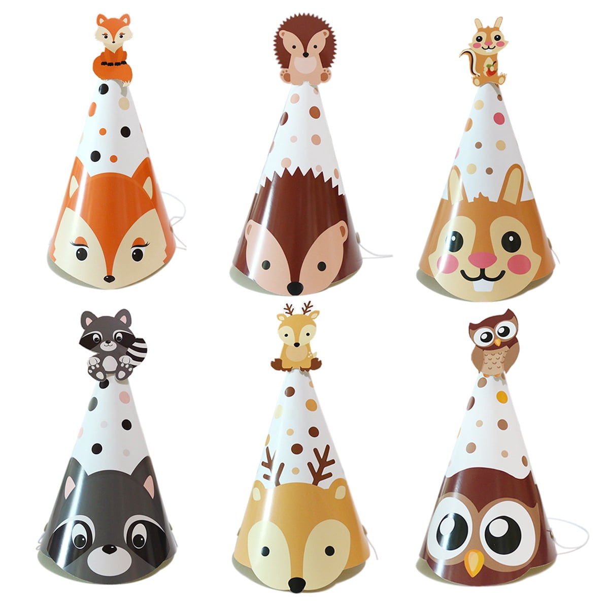 WEUVEB 24Pcs Animal Theme Party Cone Hats Paper Birthday Supplies for ...