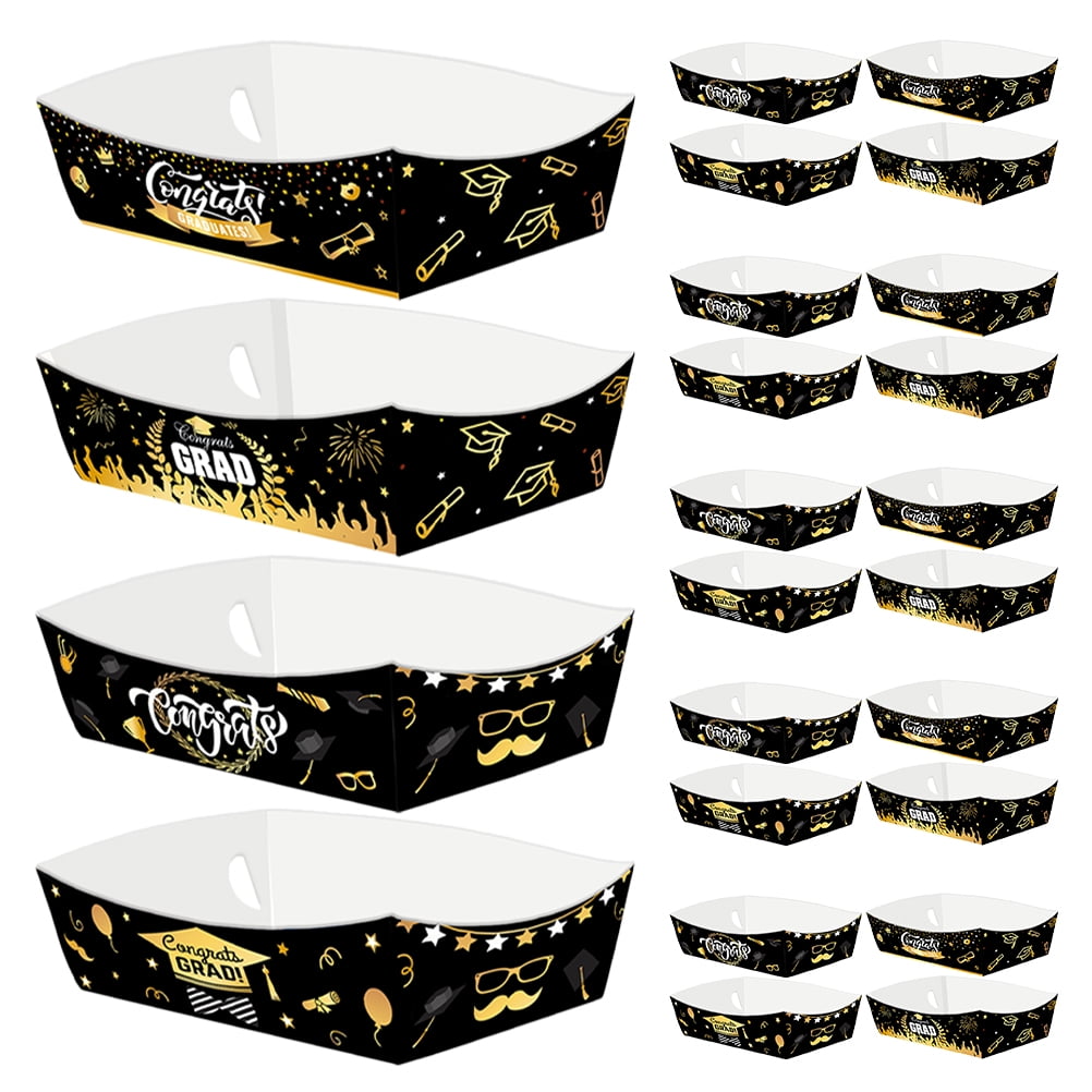WEUVEB 24pcs Graduation Paper Food Serving Trays Cardstock for Outdoor ...