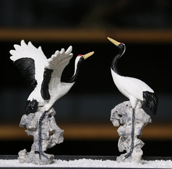 Dayesque Set of 2 Resin Crane Bird Statues for Home and Garden Decor ...