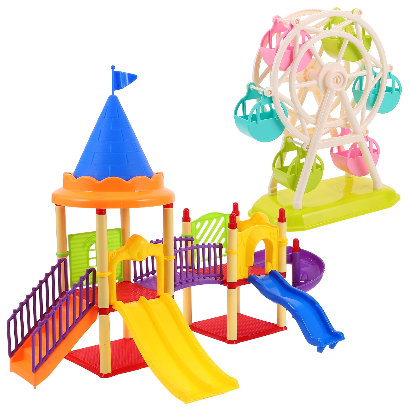 Dayesque 2Pcs Miniature Playground Model with Ferris Wheel and Slide ...