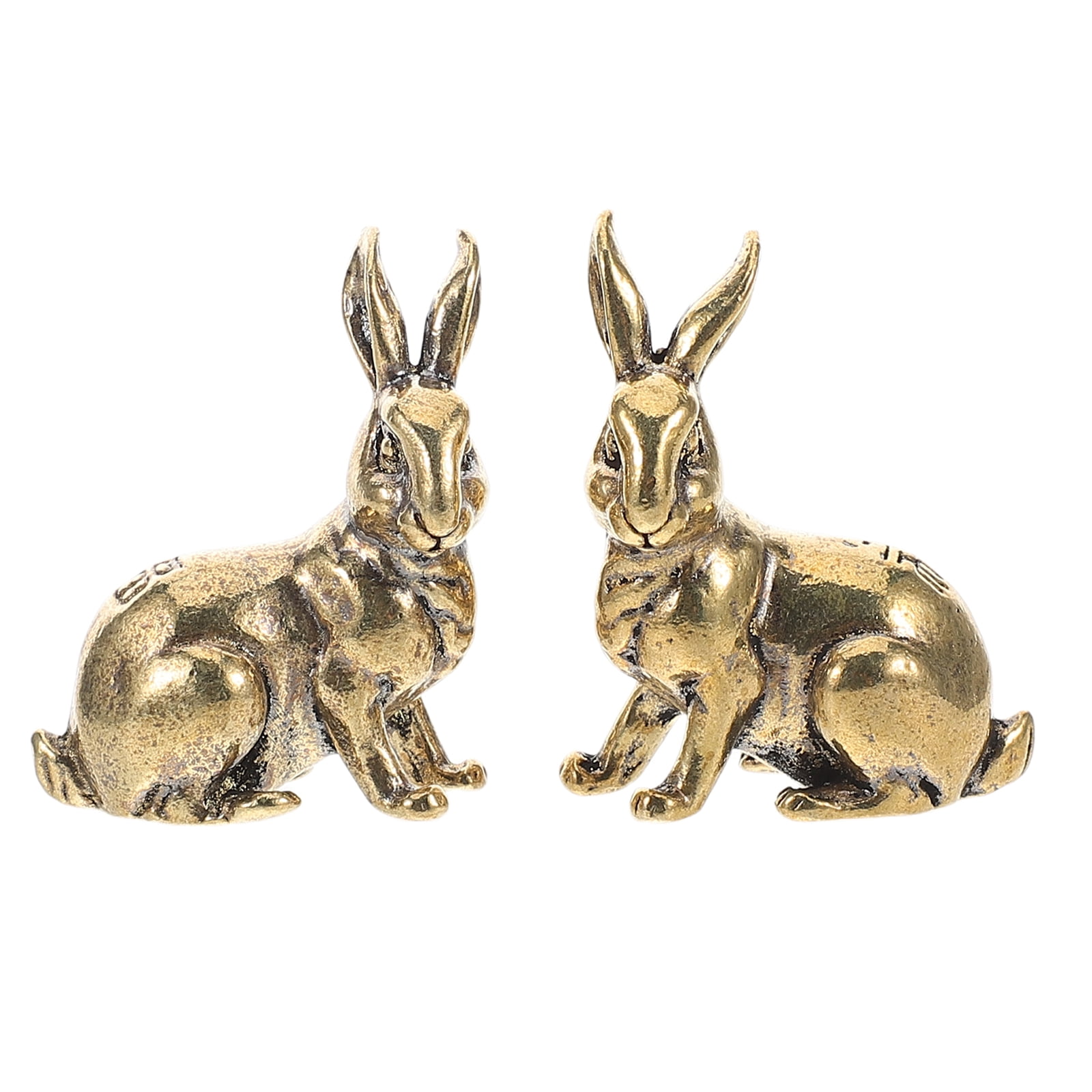 Dayesque 2pcs Brass Bunny Statues for Home and Office Decor Miniature ...