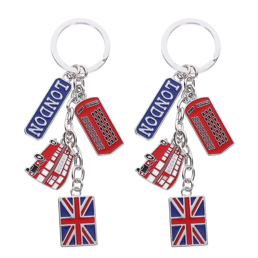 Dayesque 2pcs British Keychains London Souvenirs Bus Telephone Booth Uk ...