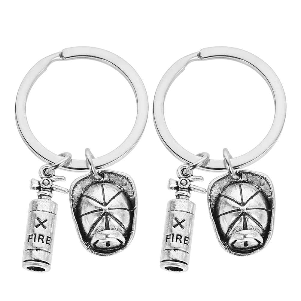 Dayesque 2pcs Fire Extinguisher and Helmet Keyring Zinc Alloy ...