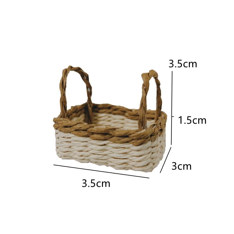Dayesque 2pcs Miniature Handwoven Raffia Grass Baskets Small Flower ...