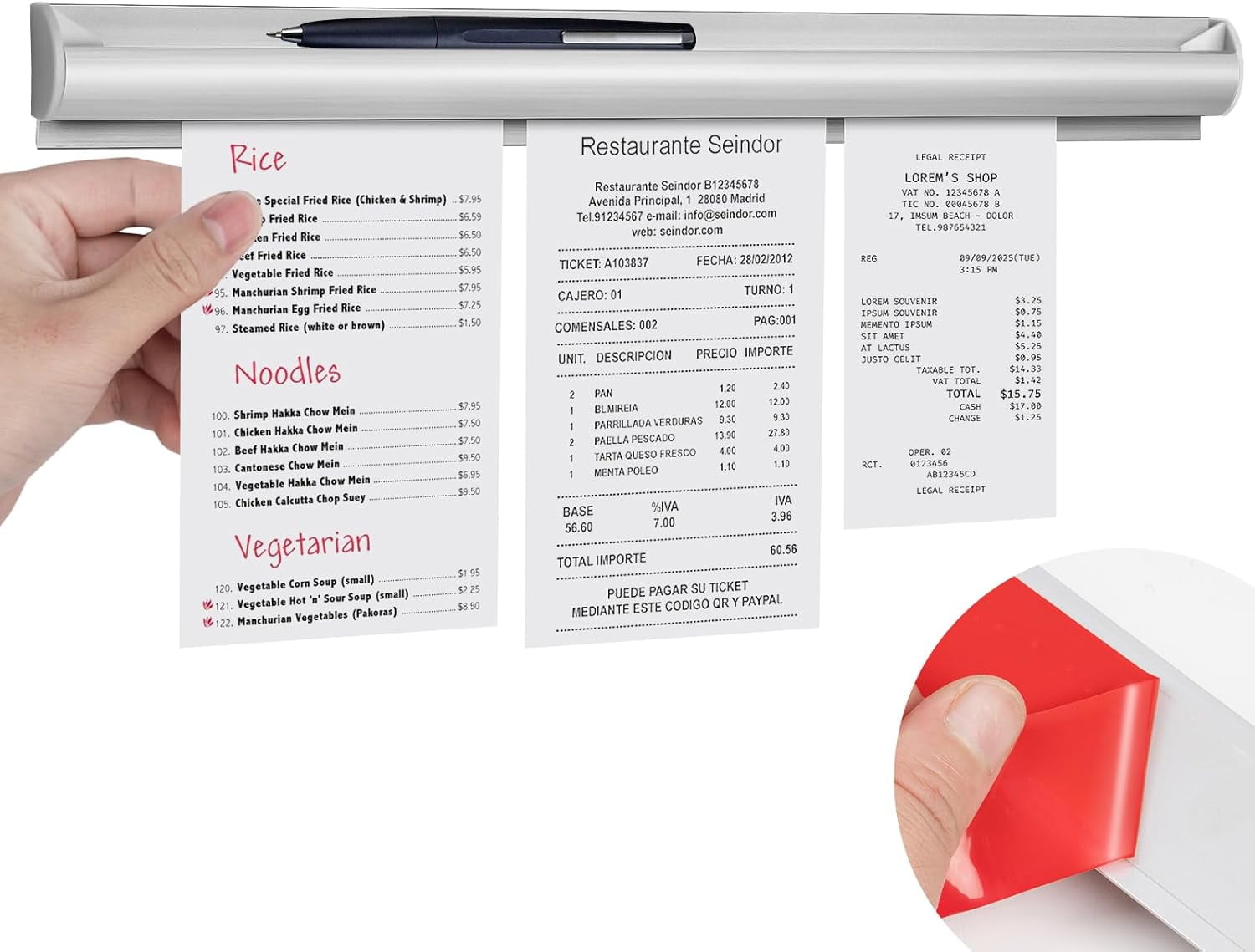 Dayesque 2pcs Slide Ticket Rack Order Receipt Holder Organizer Wall ...