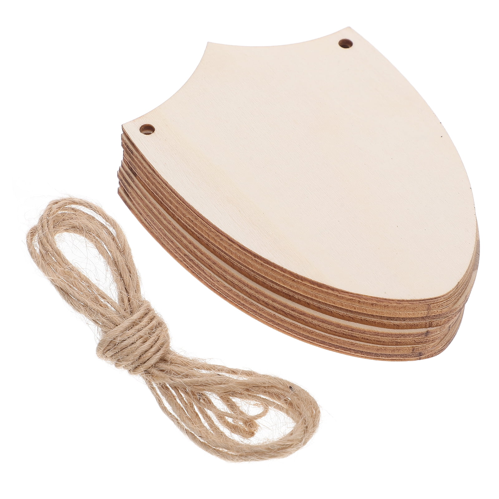 WEUVEB 30 Pieces Unfinished Wooden Shield Cutouts Beige Craft ...