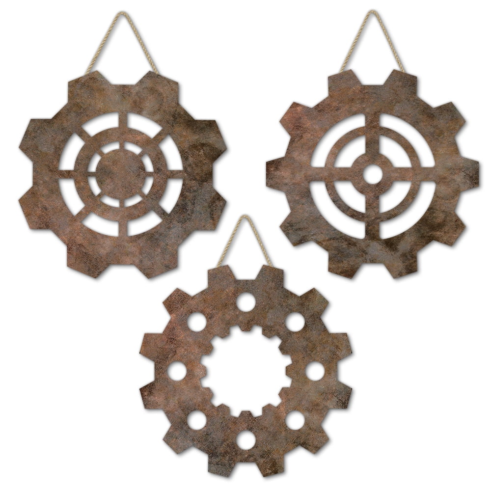 Dayesque 3pcs Vintage Wooden Gear Wall Hanging Decor Rustic Farmhouse ...