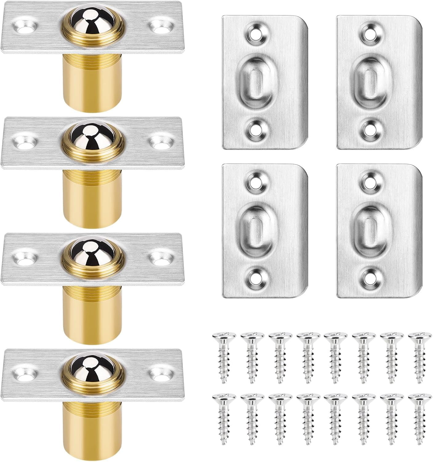 Dayesque 4 Sets Adjustable Stainless Steel Ball Latch with Strike Plate ...