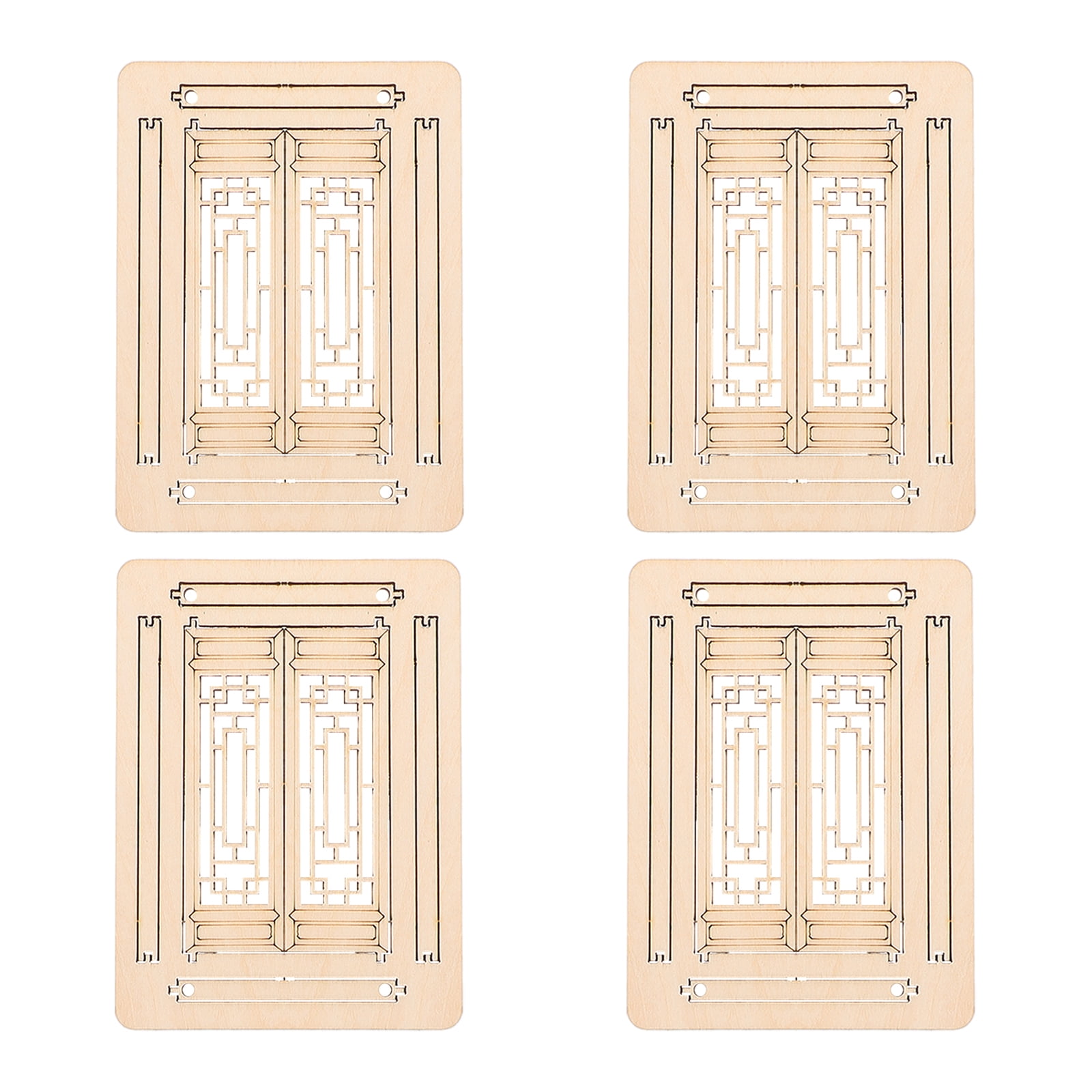 Dayesque 4pcs Wood Dollhouse Windows Miniature Windows Dollhouse Wooden ...